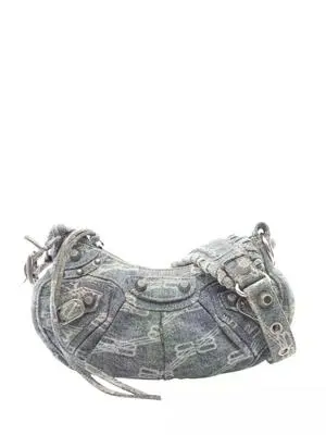Balenciaga 2018-2026 Mini Bb Monogram Denim Le Cagole Satchel - Blue