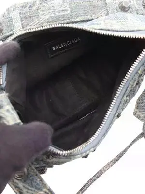 Balenciaga 2018-2026 Mini Bb Monogram Denim Le Cagole Satchel