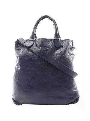 Balenciaga 2010-2026 Lambskin Motocross Classic Convertible Tote Satchel - Blue