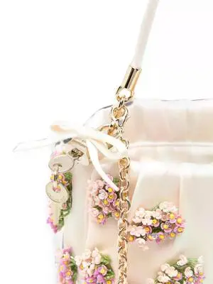 SELF-PORTRAIT Floral-beaded Satin Mini Tote Bag