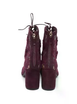 Dior Embroidered Suede Ankle Boots - Purple