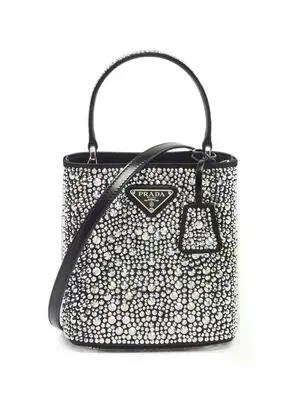 Prada Panier Crystal-embellished Handbag - Black