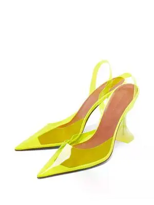 Amina Muaddi Holli Glass Slingback Pumps - Yellow