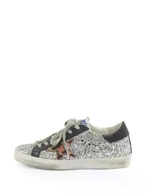 GOLDEN GOOSE Super Star Glitter Sneakers - Silver