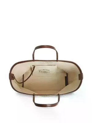 Balenciaga Logo-print Leather-trimmed Tote Bag - Brown