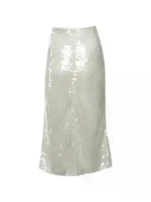 Stella McCartney Sequined Mesh Midi Skirt - Neutrals