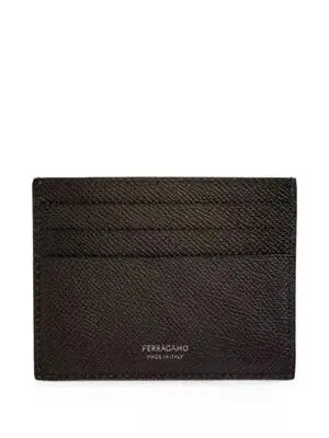 FERRAGAMO Micro Gancini Grained Leather Card Holder