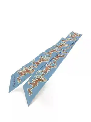 Hermès Horse-print Scarf - Blue