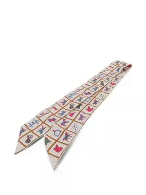 Hermès Twilly Equestrian-print Scarf - Neutrals
