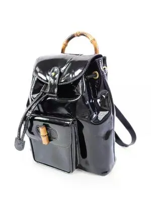 Gucci Mini Bamboo Patent Leather Backpack
