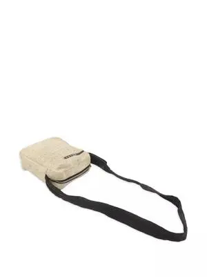Prada Logo Patch Canvas Shoulder Bag