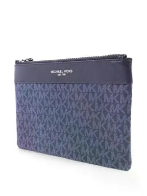 Michael Kors Monogram-pattern Clutch Bag - Blue