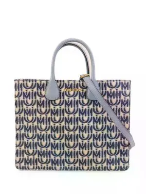 Miu Miu Logo-jacquard Shoulder Bag - Neutrals