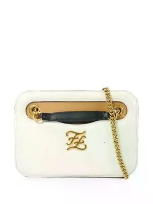Fendi Karligraphy Calfskin Shoulder Bag - White