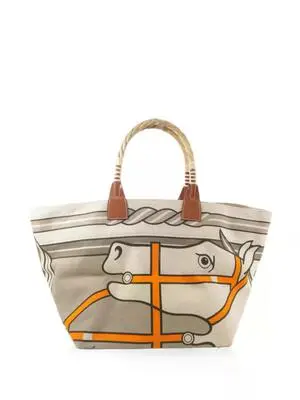 Hermès Steeple 28 Horse-print Tote Bag - Neutrals