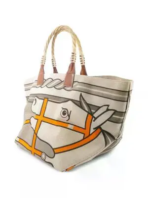 HERMÈS Hermès Steeple Horse-Print Tote Bag