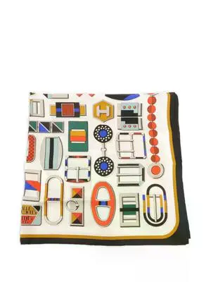 Hermès Carré En Boucles Silk Scarf - White
