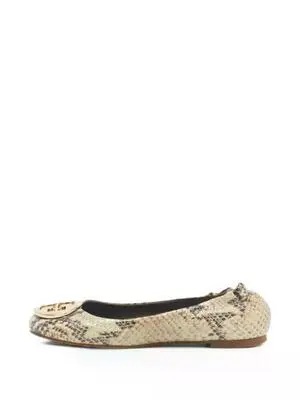 Tory Burch Minnie Python-effect Ballet Flats - Neutrals