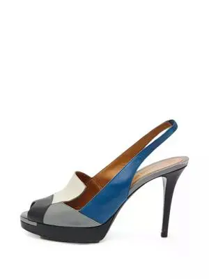 Fendi Geometric-panel Slingback Stiletto Sandals