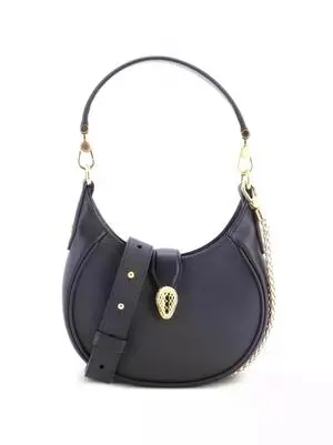 BVLGARI Serpenti Ellipse Crossbody Bag Leather Mini Shoulder Bag - Black