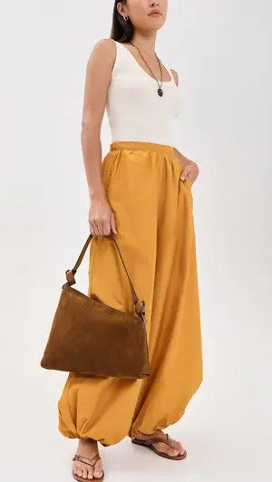 Staud Dani Shoulder Bag In Suede - Tabac
