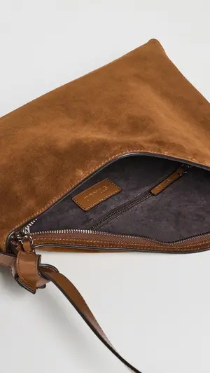 Staud Dani Shoulder Bag In Suede - Tabac