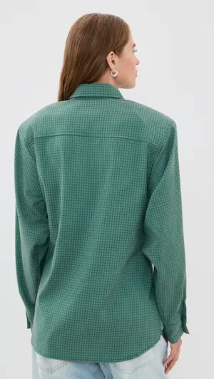 Lioness Notting Hill Plaid Shirt With Padded Shoulders And Split Hem