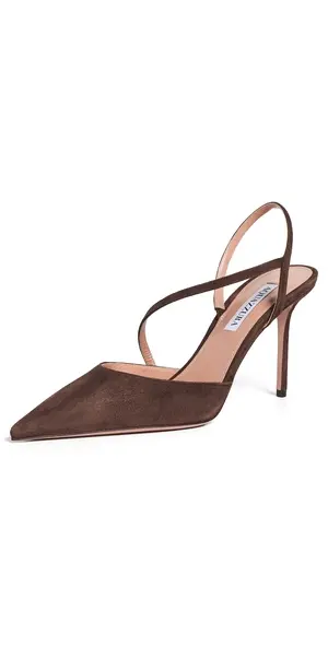 AQUAZZURA Dynasty Suede Slingback Pumps - Espresso