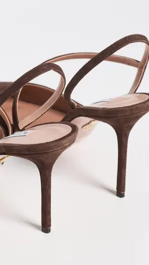 AQUAZZURA Dynasty Suede Slingback Pumps - Espresso