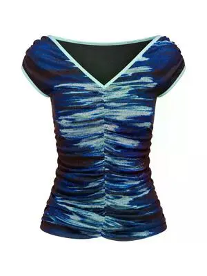 Ph5 Ruched Mahi Lake Print V-neck Top