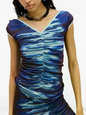 Ph5 Ruched Mahi Lake Print V-neck Top