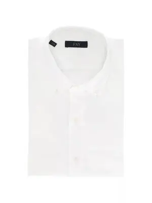 FAY Button-down Stretch-cotton Shirt - White
