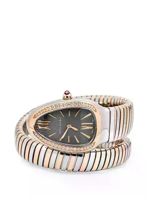 BVLGARI Serpenti Tubogas 35mm Watch With Diamond Bezel - Black