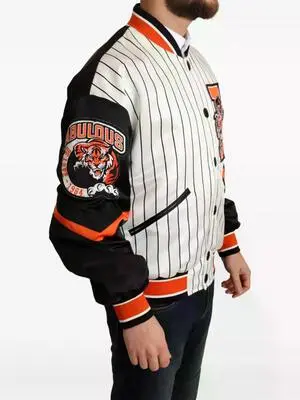 Dolce & Gabbana Tiger Graphic Pinstripe Baseball Jacket