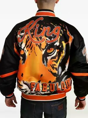 Dolce & Gabbana Tiger Graphic Pinstripe Baseball Jacket