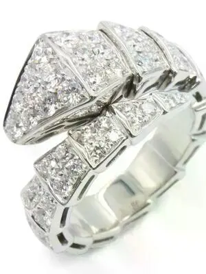 BVLGARI 18k White Gold Diamond Pave-set Serpenti Ring