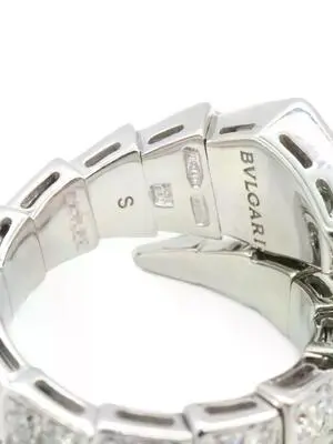 BVLGARI 18k White Gold Diamond Pave-set Serpenti Ring