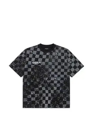 GUAPI Checkerboard-pattern Rhinestone-embellished T-shirt