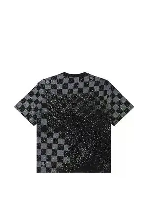 GUAPI Checkerboard-pattern Rhinestone-embellished T-shirt