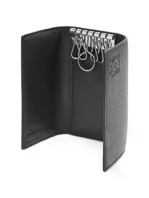 Loewe Anagram Grained Leather Key Case - Black