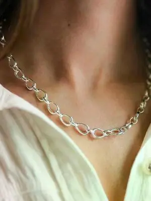 AUREE JEWELLERY Tone Raindrop Link Necklace - Silver
