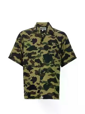 A BATHING APE Abc Camo-print Short-sleeve Shirt - Green