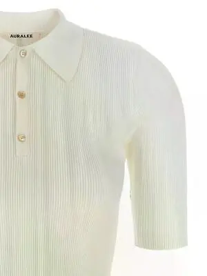 Auralee Ribbed Knit Polo Shirt