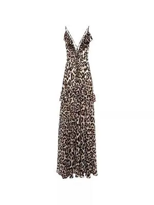 CUANNA Luna Leopard Print Ruffled Maxi Dress