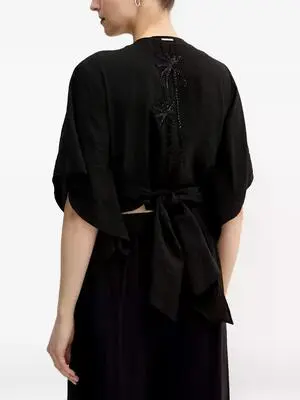 Lola Casademunt Beaded Palm Tree Wrap Top