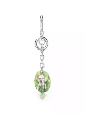 MAISON MARGIELA Tone Dog Print Keyring - Silver
