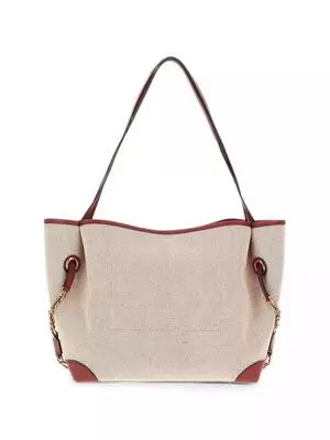 Chloé Clover Logo-print Shoulder Bag With Calf Leather Trim - Neutrals