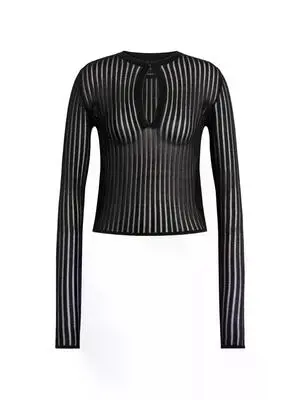 DONDUP Sheer-knit Cut-out Sweater With Vertical Stripe Pattern