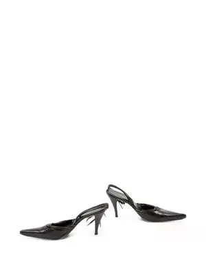 Saint Laurent Leather Pointed Toe Slingback Pumps With Tassel Detail