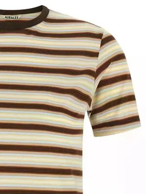 Auralee Gradient Striped V-neck T-shirt